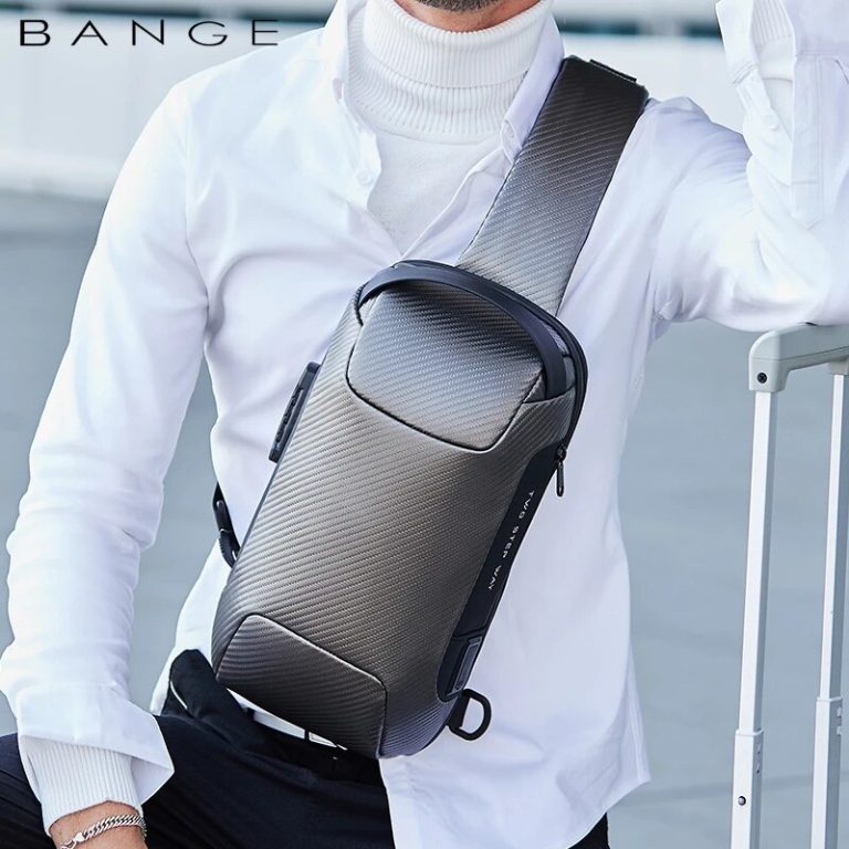 Bange Upgraded Waterproof Multifunction Carbon Fiber Pattern Sling Bag ...